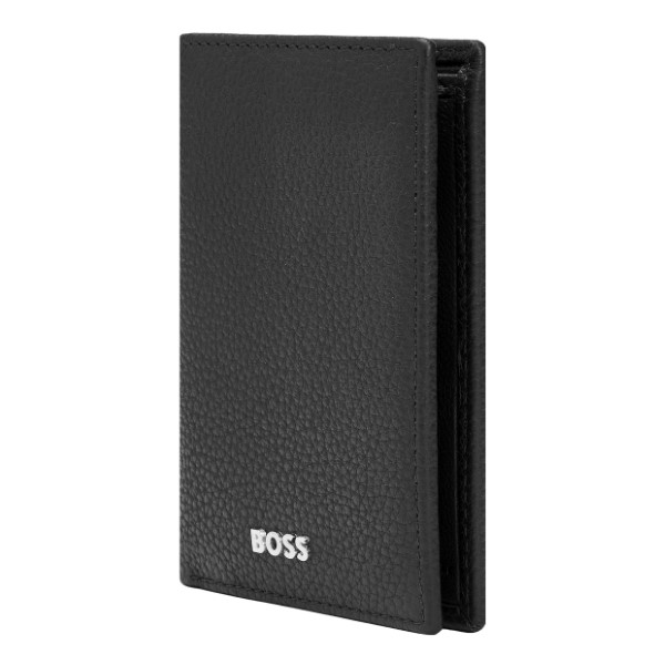 Boss Folding Card Holder Classic Grained Black- kangarucci.com.cy